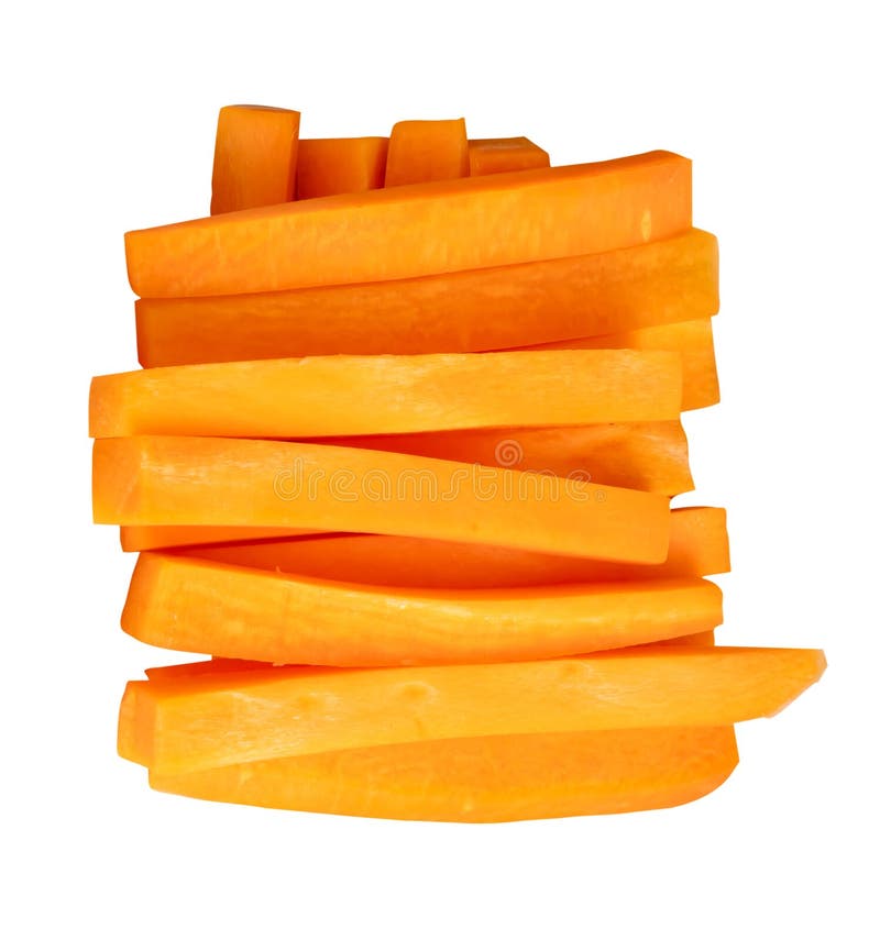 Top View of Orange Carrot Slices in Stick Shape in Stack Isolated on ...