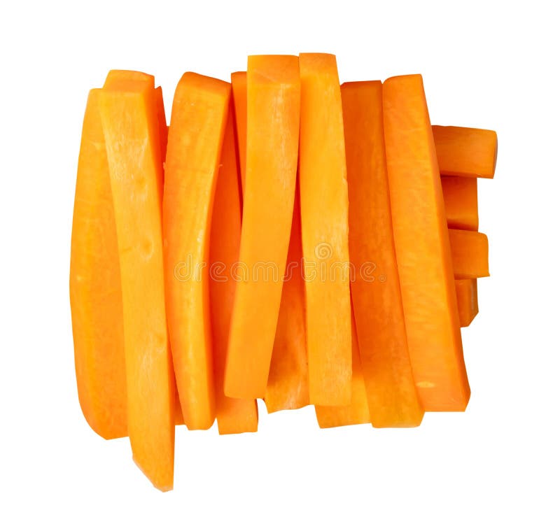 Top View of Orange Carrot Slices in Stick Shape in Stack Isolated on ...