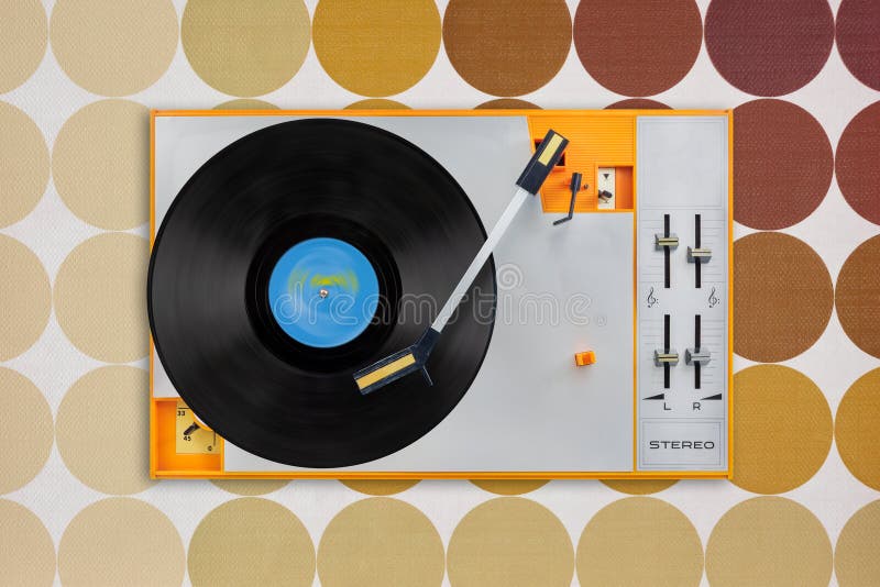 Top View of an Orange Vintage Record Player Stock Photo - Image of ...