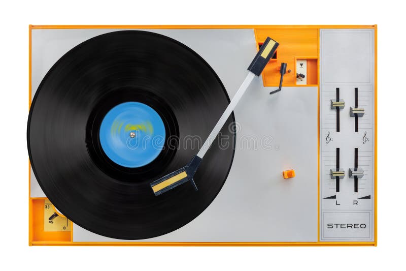 Top View of an Orange Vintage Record Player Stock Photo - Image of ...