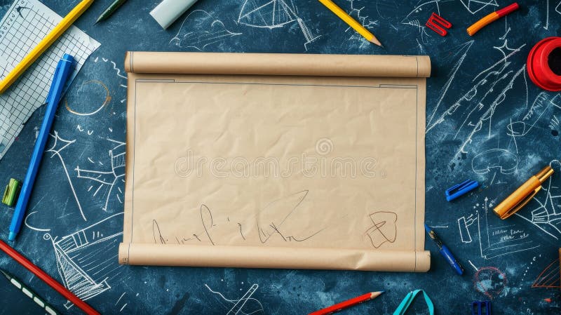 Top View of an Organized Desk Featuring School Supplies, Study Learning ...