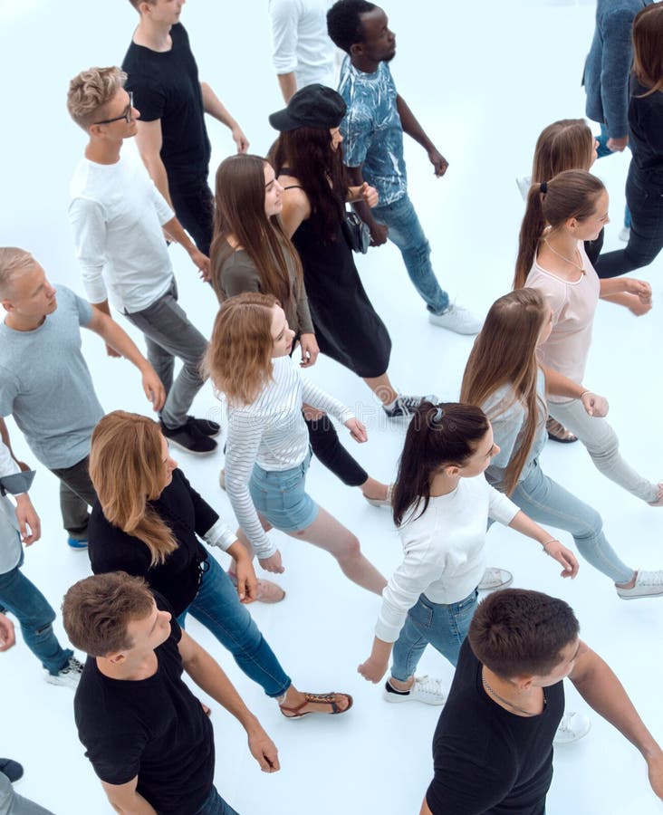 Top View. an Organized Group of Young People Stepping Forward Stock ...