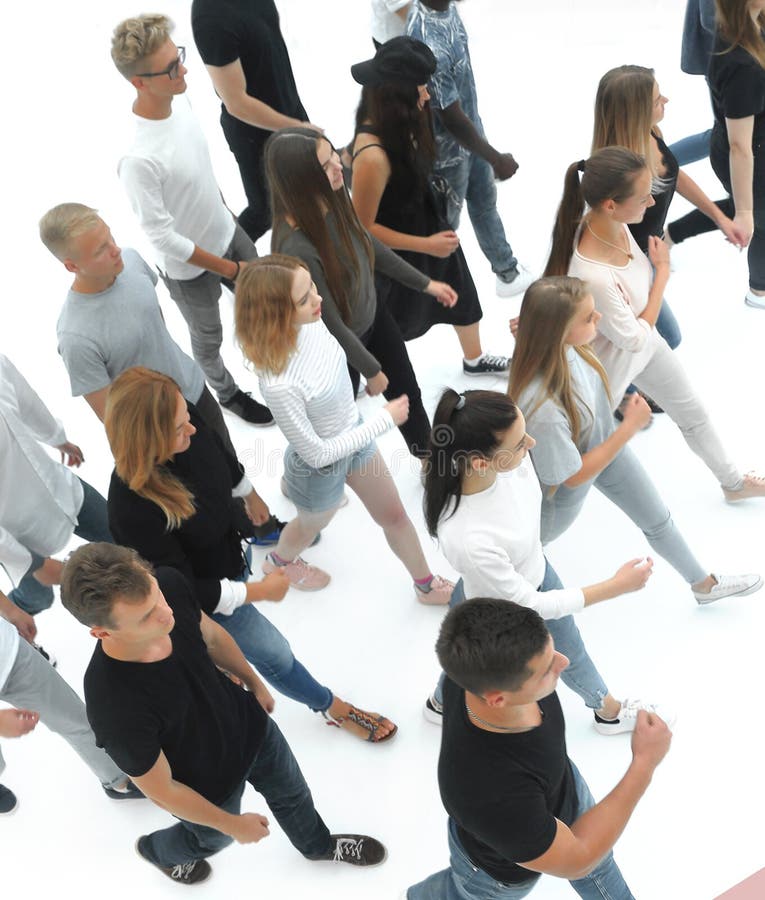 Top View. an Organized Group of Young People Stepping Forward Stock ...