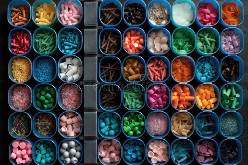 Top View of Organized Plastic Containers for Recycling Stock ...