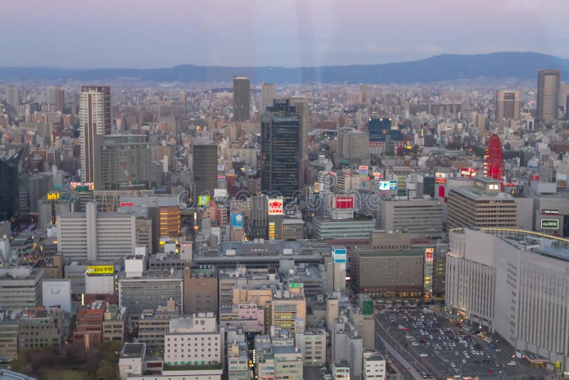 Top View, Osaka City Lights Night View, Japan Editorial Photography ...