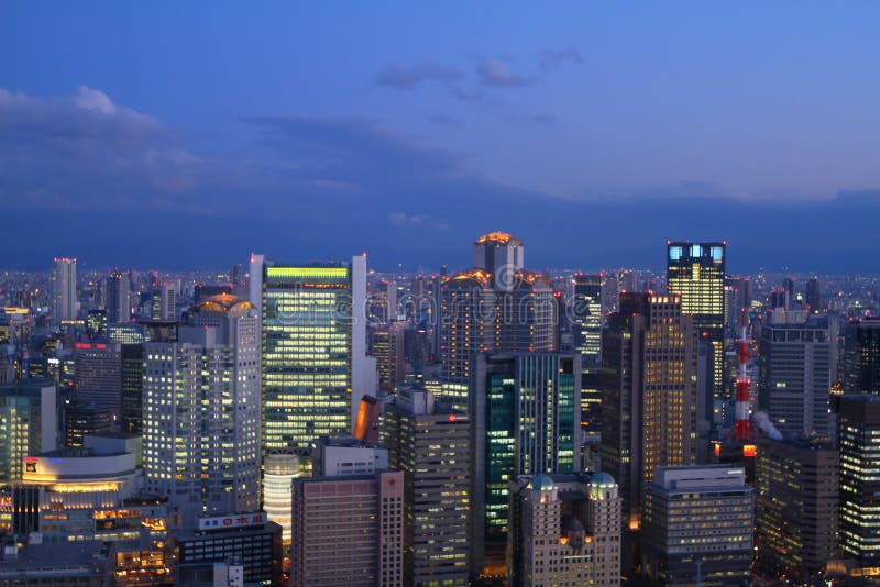 Top View, Osaka City Lights Night View, Japan Editorial Photography ...