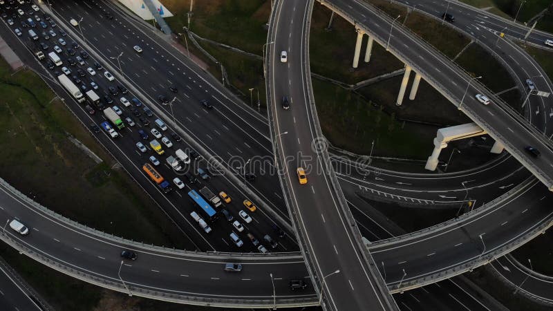 Top View Over the Highway, Expressway and Motorway, Aerial View ...