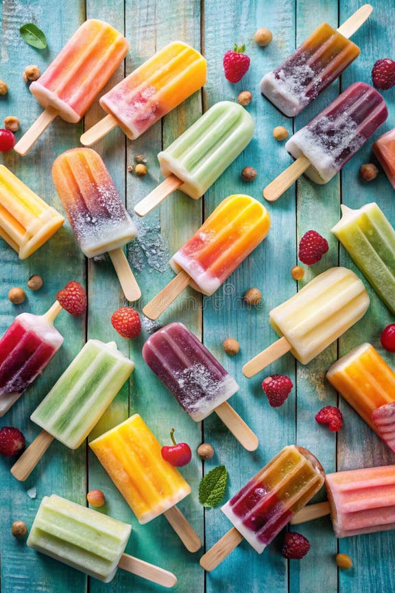 Top View Over Ice Cream Pop Stickles Stock Illustration - Illustration ...