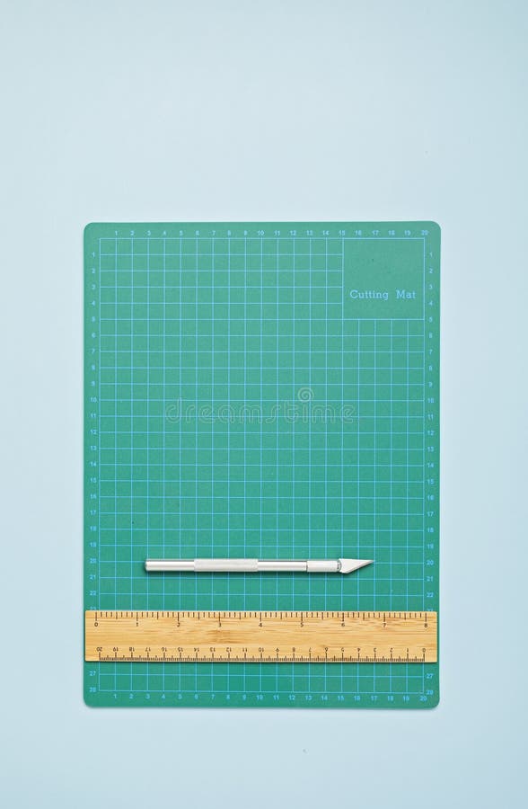 Top View Over Paper Cut Tools, Ruler, Cutter, Cutting Mat for Paper ...