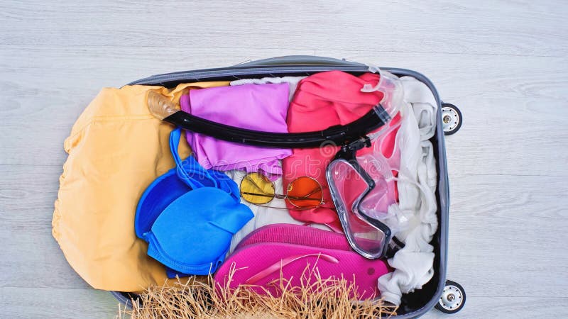 Top View of Packed Suitcase with Stock Image - Image of packed, trip ...