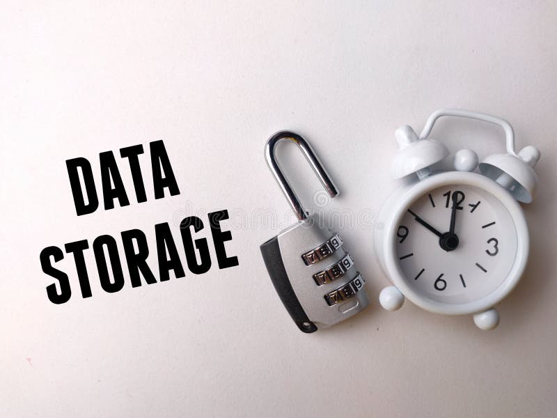 Top View Padlock and Calculator with Text DATA STORAGE Stock Photo ...