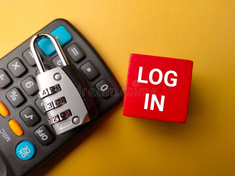 Top View Padlock and Calculator with Text LOG in Stock Image - Image of ...