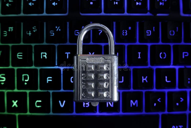 Top View of Padlock on a Computer Keyboard Stock Photo - Image of ...