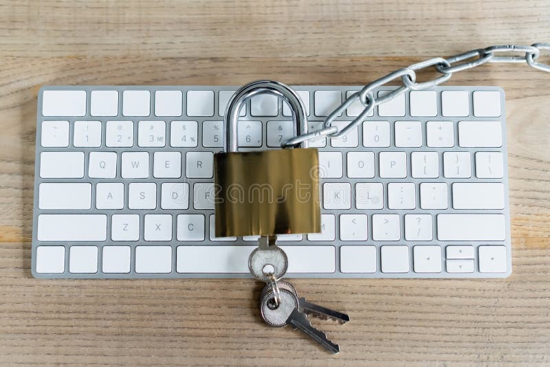 Top View of Padlock and Keys Stock Image - Image of chain, security ...