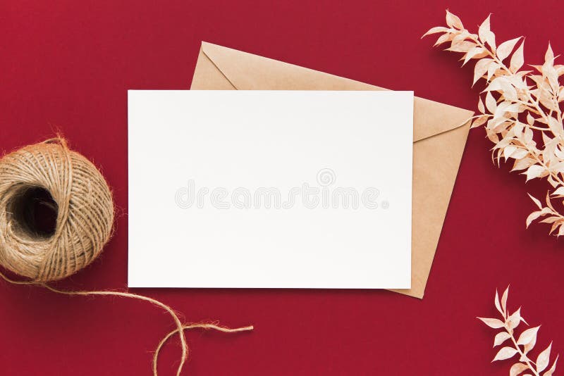 Top View of Page of Blank Sheet of Paper on Red Background. Document ...