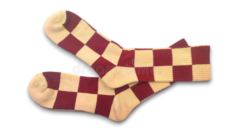 Top View of a Pair of Checkered Long Socks, Isolated on a White ...