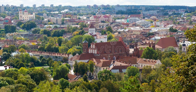 Top View Panorama of Vilnius Old Town Stock Image - Image of gediminas ...