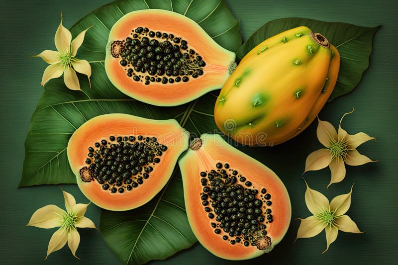 Top view of papayas stock illustration. Illustration of summer - 301065150