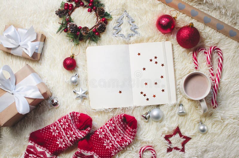 Top View of Paper Note for New Year Goals and Resolutions List with ...