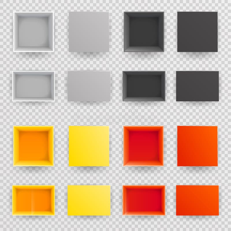 Top View Paper Open Box Set Vector Realistic Design Illustration Stock ...