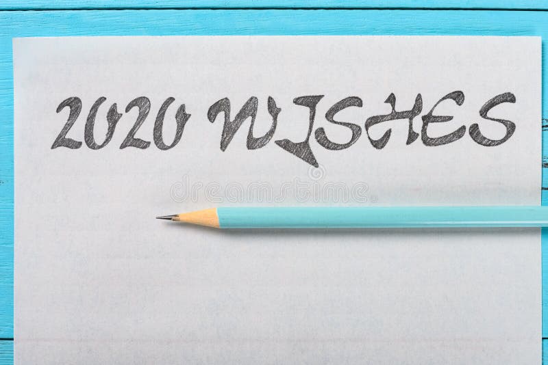 Top View Paper Written with 2020 Wishes Stock Photo - Image of start ...