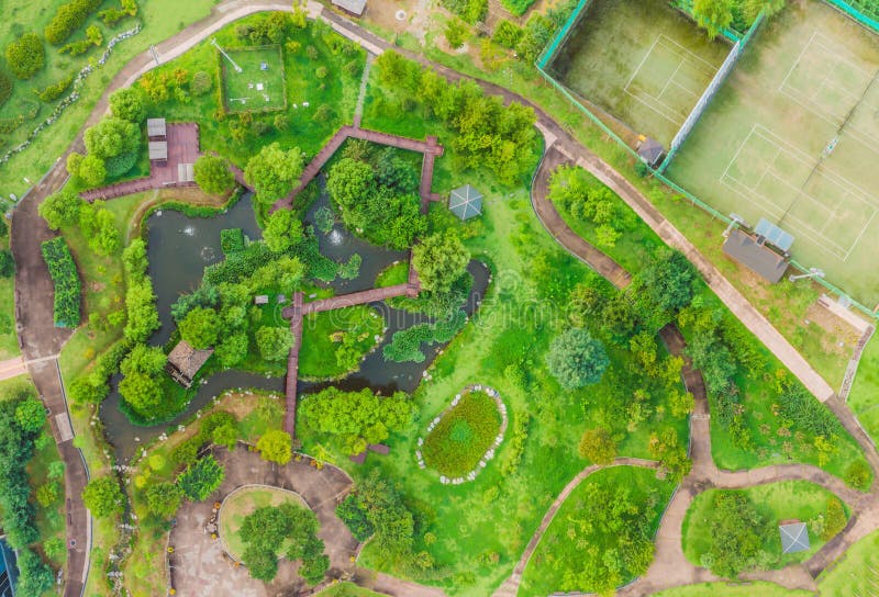 Top View of the Park with Paths Top View Stock Image - Image of highway ...