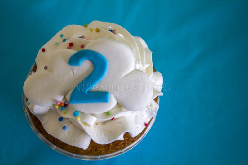 Top View of a Party Cupcake with Number Two Stock Photo - Image of ...