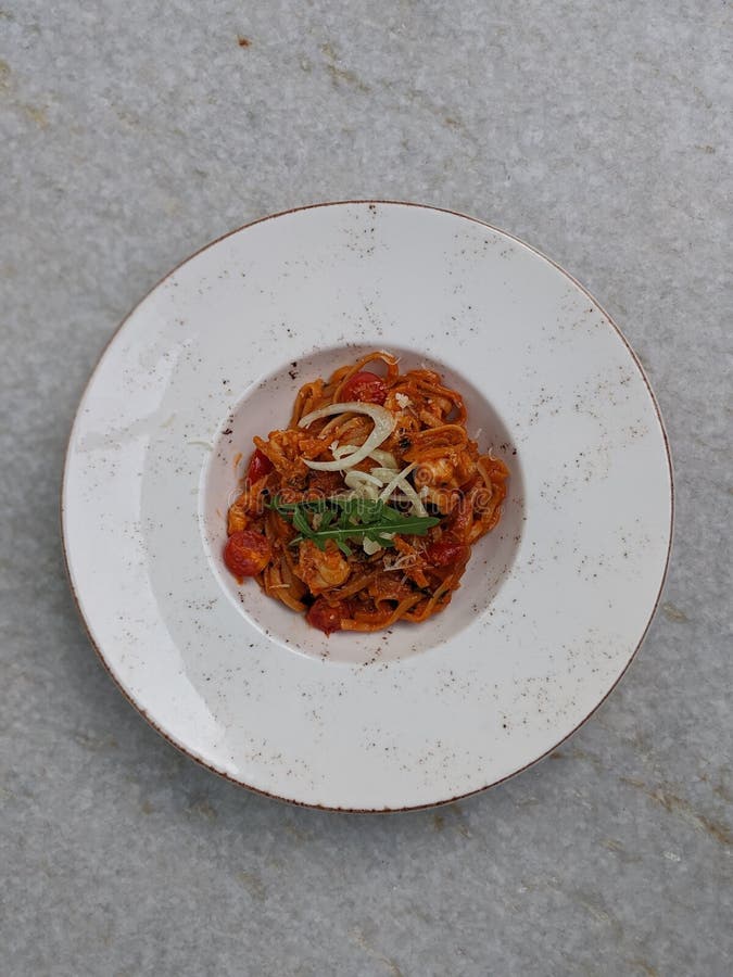 Top View of a Pasta Dish on a Plate Stock Image - Image of pasta ...