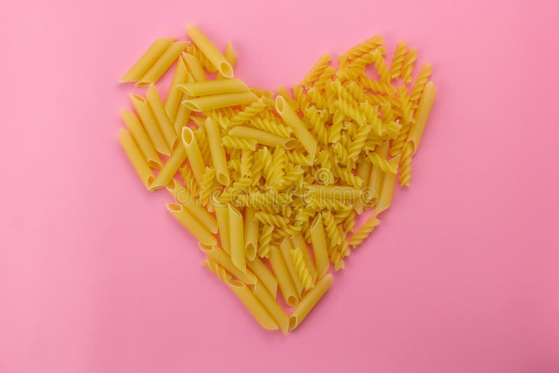 Top View Pasta in Shape of Heart Stock Image - Image of pasta, pink ...