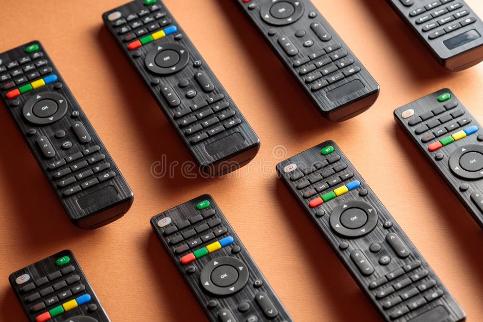 Top View of the Pattern from the Remotes for the TV Stock Image - Image ...
