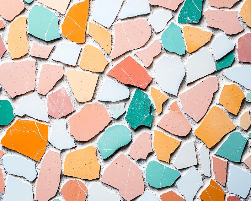 Top-view, Patterns, Texture. Colorful Mosaic Pattern of Broken Tiles on a Textured Surface Stock ...