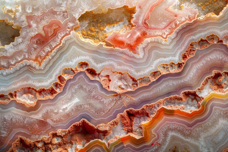 Top View of a Peachy and Pink Agate Surface with Beautiful Patterns ...