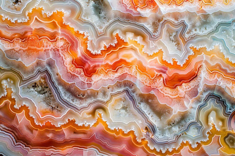 Top View of a Peachy and Pink Agate Surface with Beautiful Patterns ...