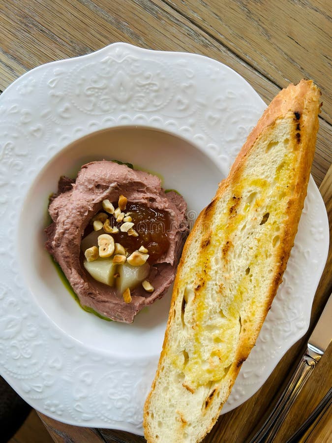 Top View Pear Pate in Plate Stock Image - Image of food, baking: 276094143