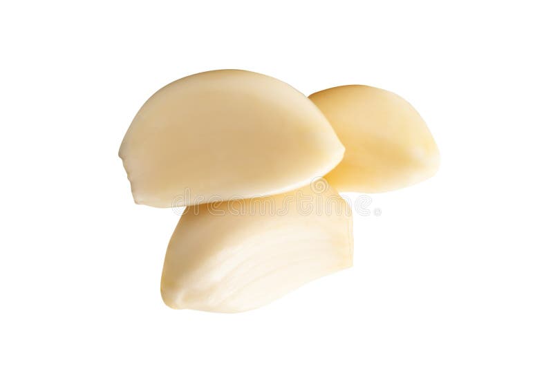 Top View of Peeled Garlic Cloves or Pieces in Stack Isolated on White ...