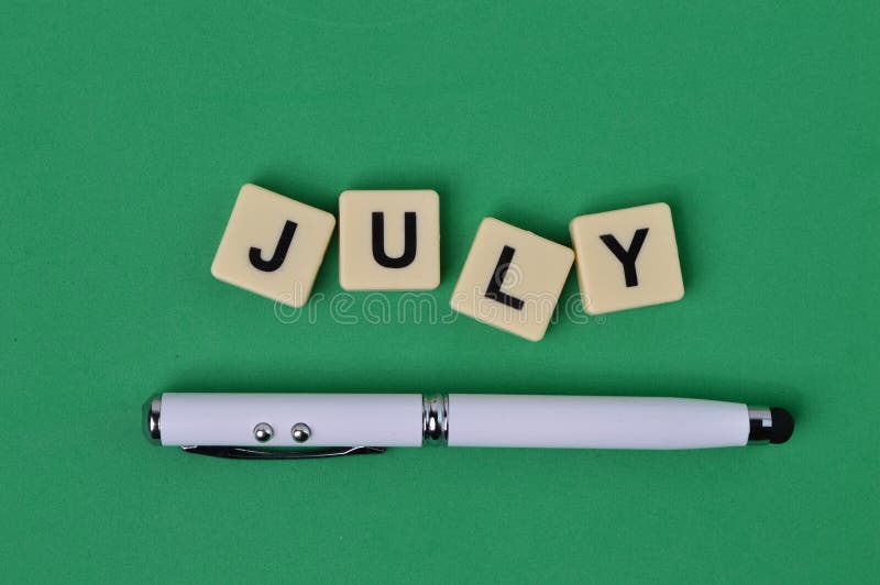 Top View of Square Letters with Text JULY Stock Photo - Image of july ...