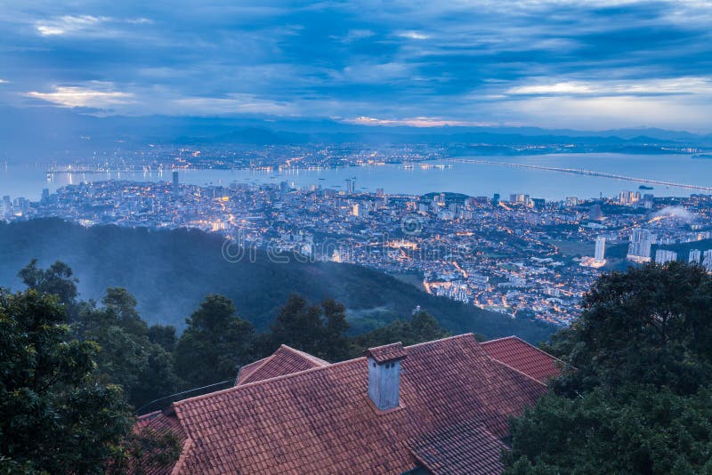 On Top View Penang Hill View of Sunrise for Background Stock Photo ...
