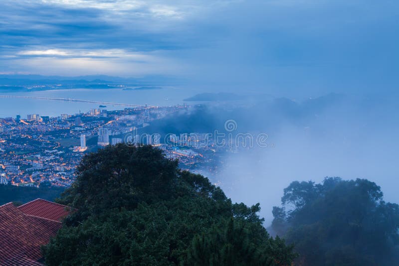On Top View Penang Hill View of Sunrise for Background Stock Photo ...