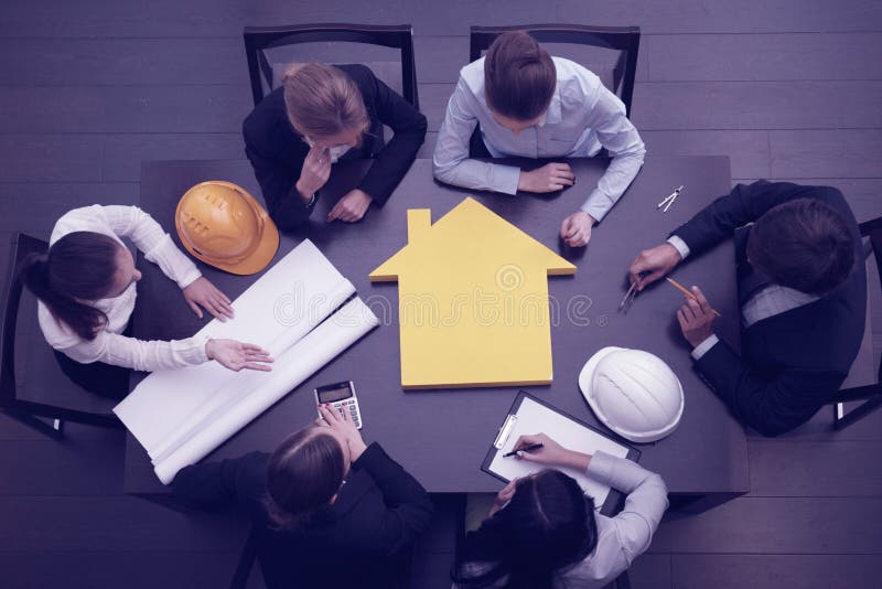 Construction Business Meeting Stock Image - Image of peooplr, view ...