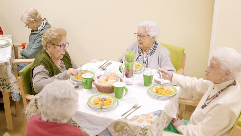 Top View of People Eating in a Nursing Home Stock Photo - Image of ...