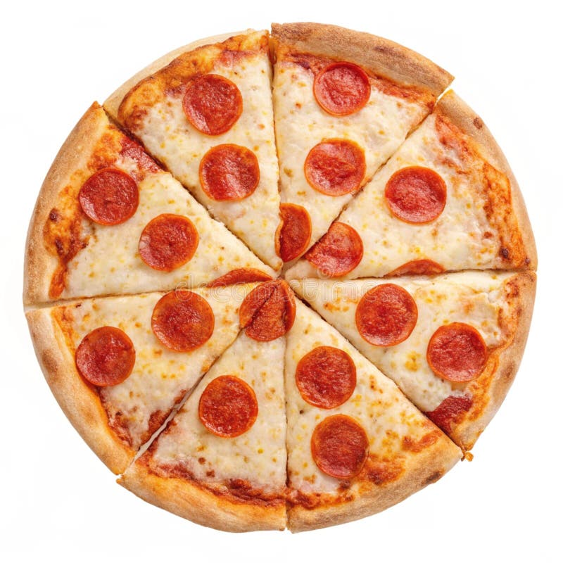 Top View Pepperoni Pizza Isolated on White Background Stock ...