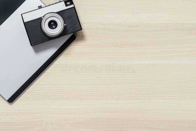 Top View of Photo Camera on the Table Stock Image - Image of ...