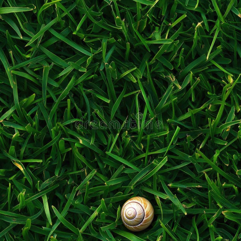 Top View Photo of Fresh Green Grass with a Small Snail Shell, Seamless ...