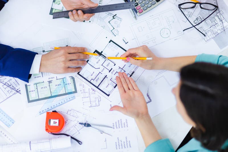 Top View Photo of Hands Working with Papers at Office. Stock Image ...