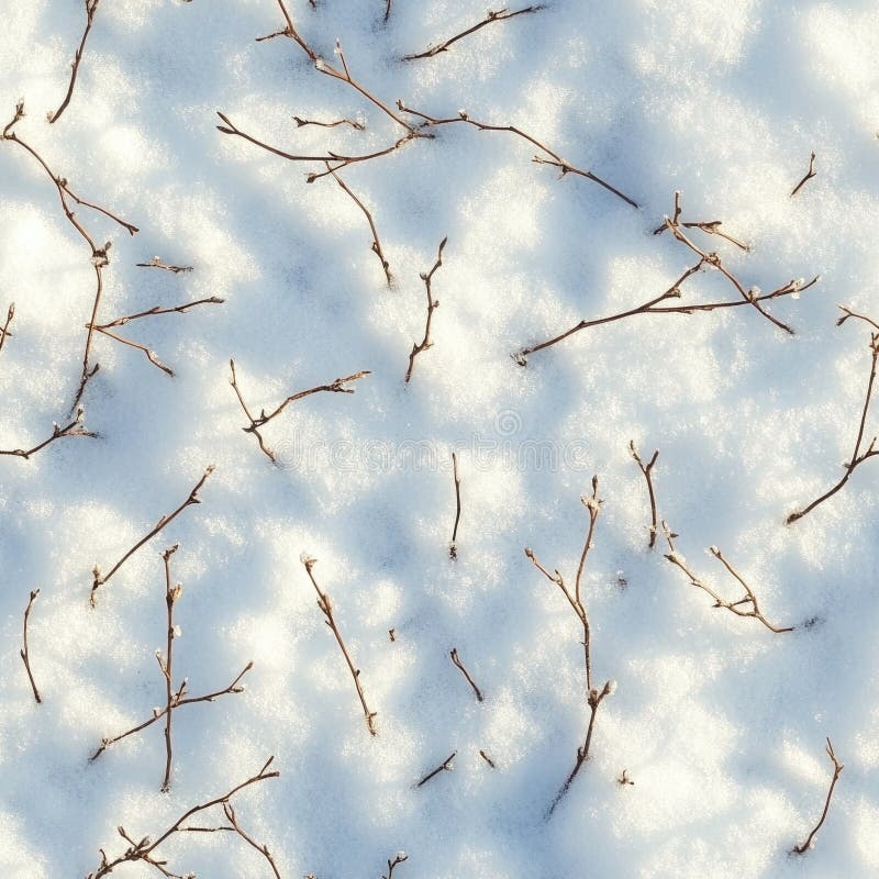 Top View Photo of Soft Snow with Tiny Twigs Scattered, Seamless Texture ...