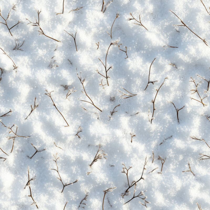 Top View Photo of Soft Snow with Tiny Twigs Scattered, Seamless Texture ...