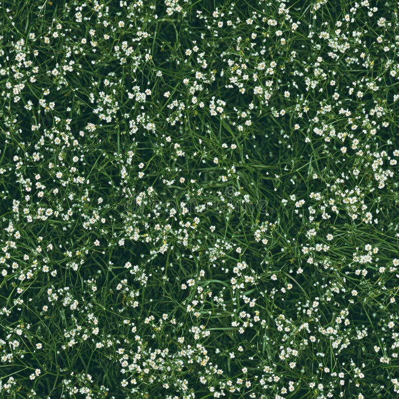 Top View Photo of Wild Grass with Tiny White Flowers, Seamless Texture ...