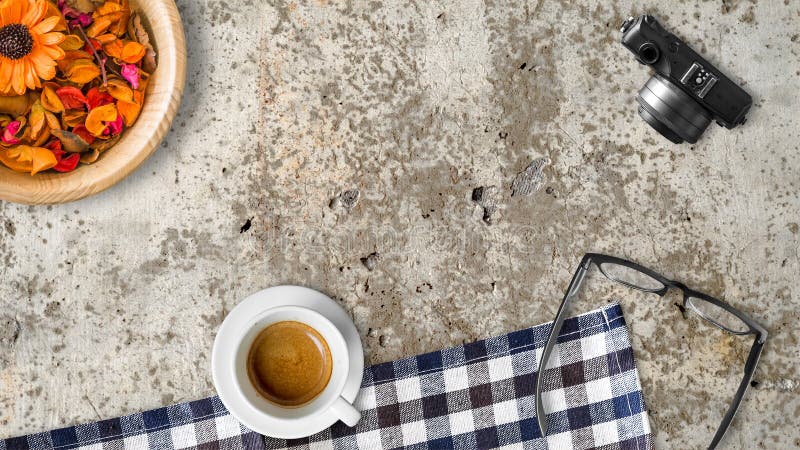 Top View of Photographer Table. Stock Image - Image of copyspace, empty ...