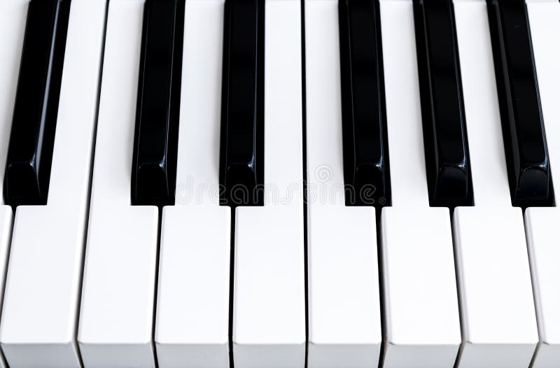 Top View of Piano Keys. Close-up of Piano Keys. Close Frontal View ...