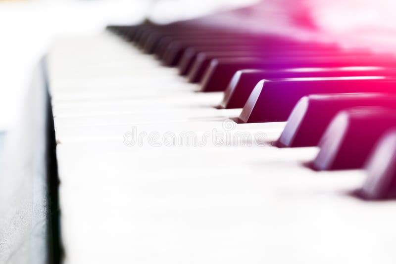 Top View of Piano Keys. Close-up of Piano Keys. Close Frontal View ...